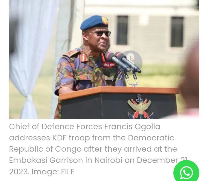 Confirmed:The Chief Kenyan of Defence Forces Francis Ogolla is dead ...