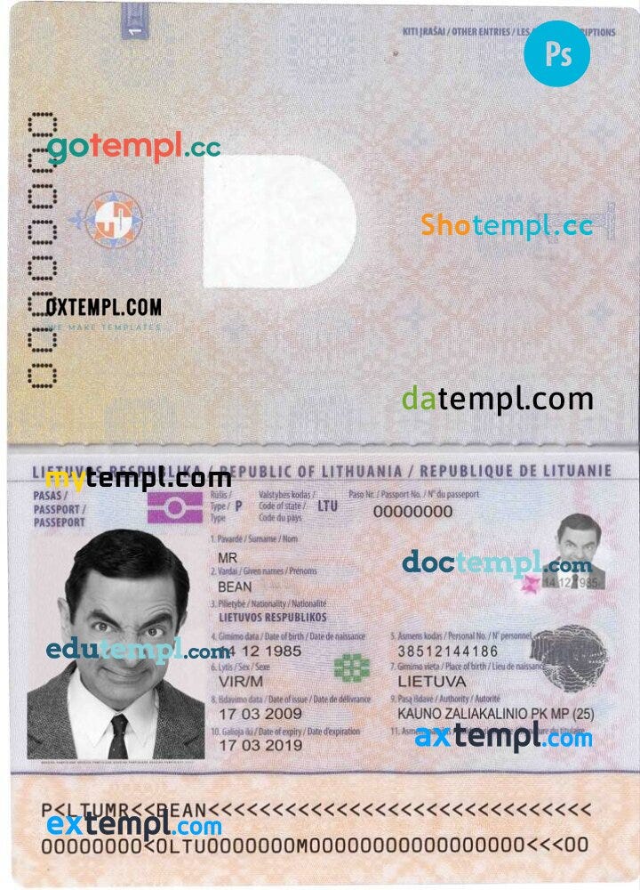 Lithuania passport PSD download template | by Pretempl Passport ...
