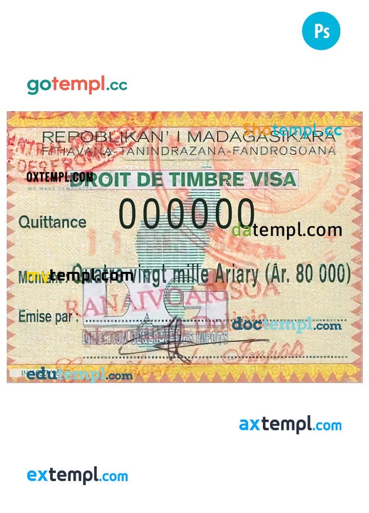 Madagascar visa stamp PSD template, with fonts | by datemplstore | Medium