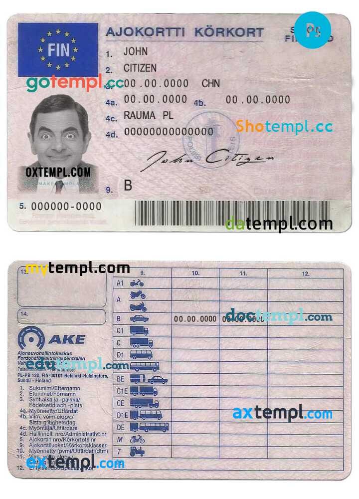 Finland driving license template in PSD format, fully editable | by ...