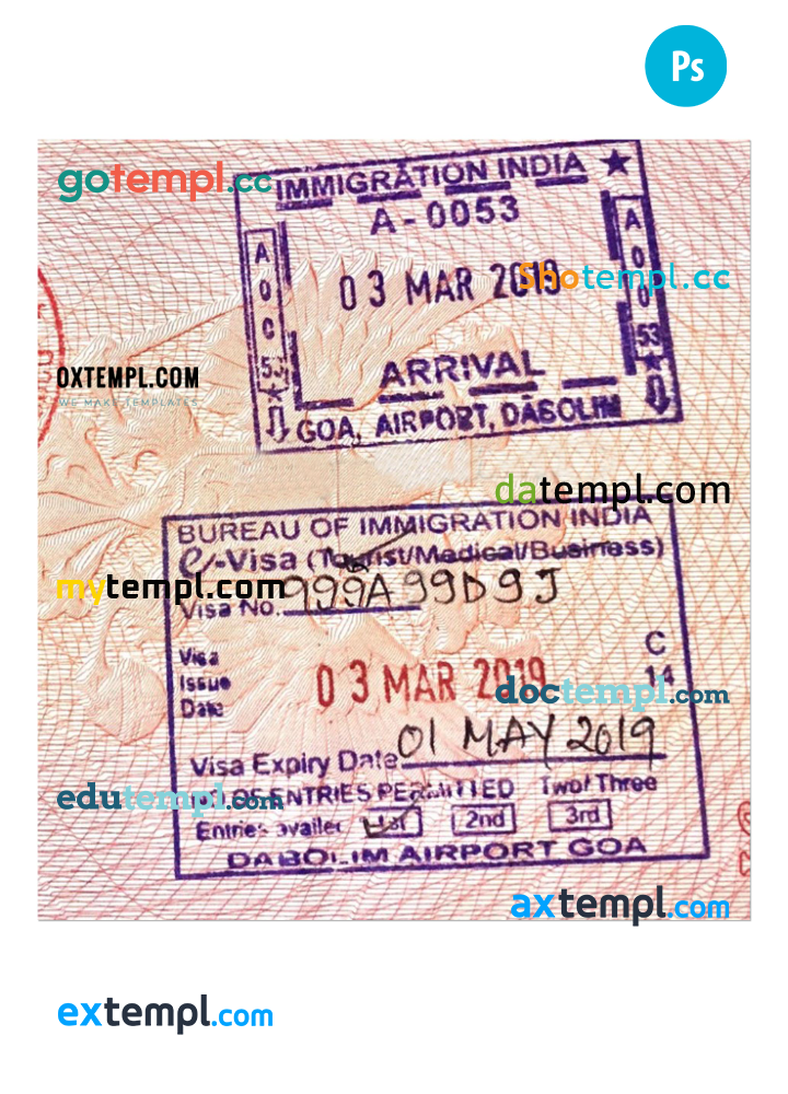 India stamp tourist visa PSD template | by Datempl | Medium