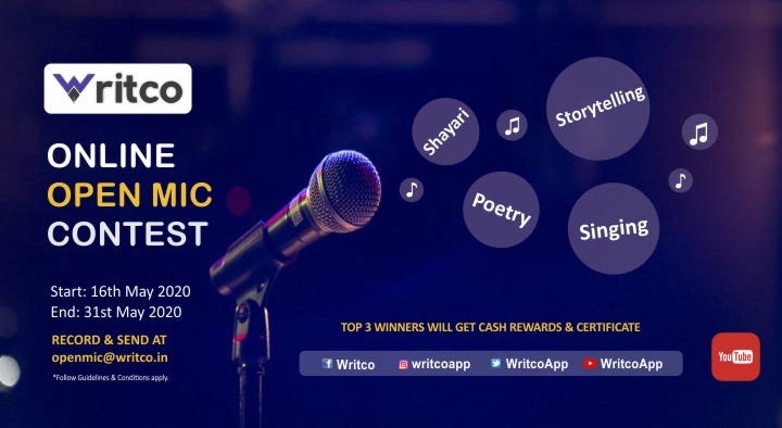 Writco Online Open Mic Contest 1.0 | by Atul Purohit | Writco | Medium