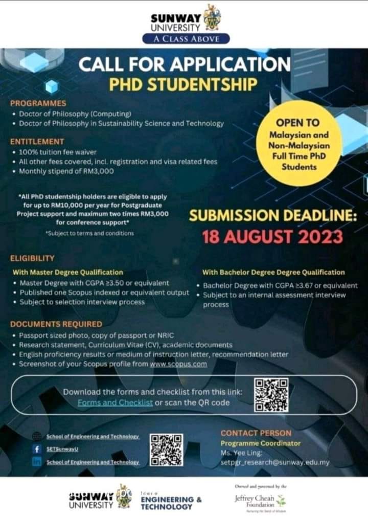 Fully Funded PhD Position in Sustainability Science & Technology ... Fully Funded PhD Position in Sustainability Science & Technology ...