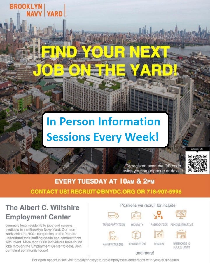 Weekly Hiring Info Sessions with the Brooklyn Navy Yard (Every Tues ...