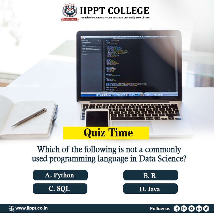 Quiz Time Which Of The Following Is Not A Commonly Used Programming Language In Data Science 4131