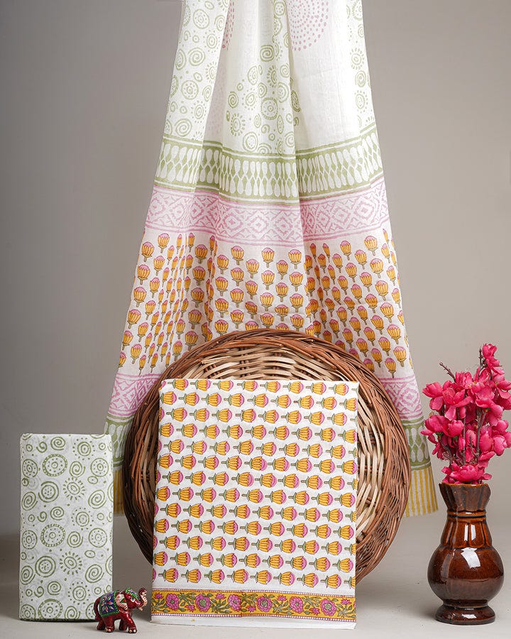 Buy Sanganeri Printed Cotton Suit Sets With Cotton Dupatta - chavi ...