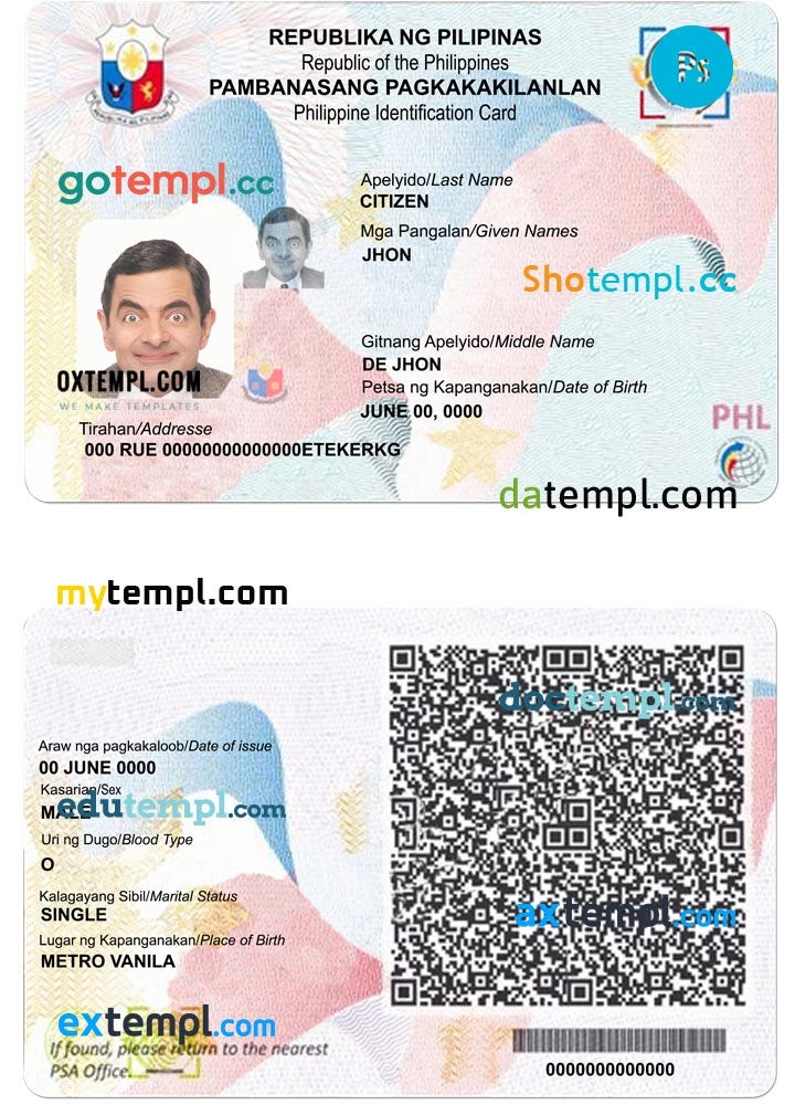 sample Philippines identity card PSD template, 2019 — present download | by ID axtempl | Feb ...