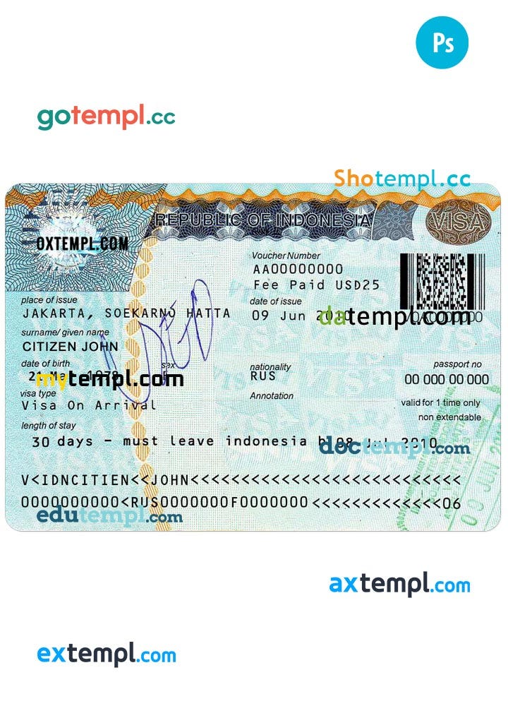 Indonesia travel visa PSD template, with fonts | by Doctempl | Medium