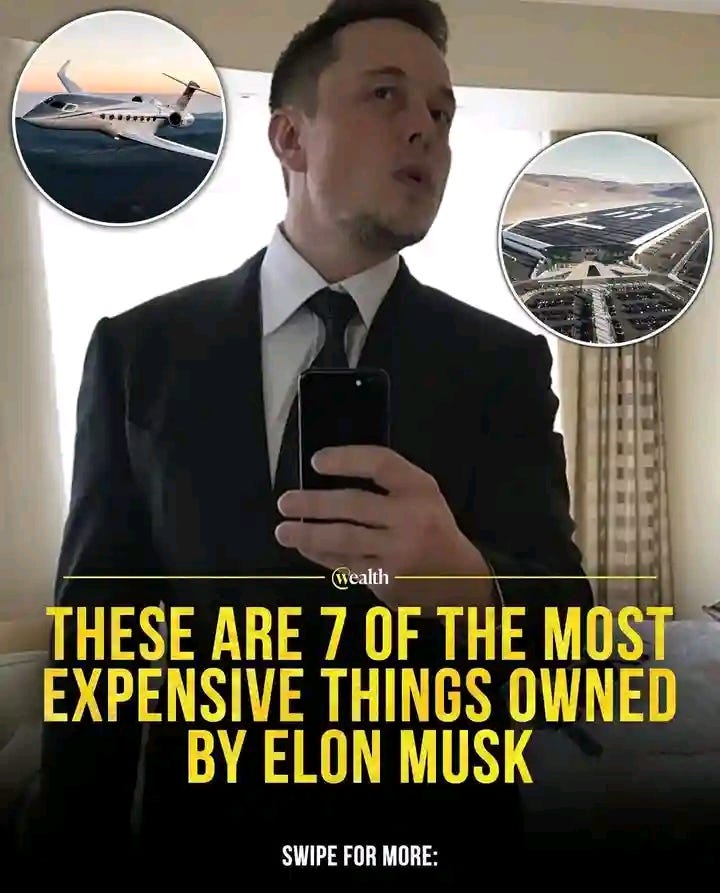 Elon Musk, the wealthiest person in the world, owns several high-value ...