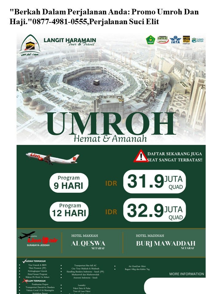 “Dapatkan Pengalaman Ibadah Yang Tak Terlupakan!”0877–4981–0555,Paket ...