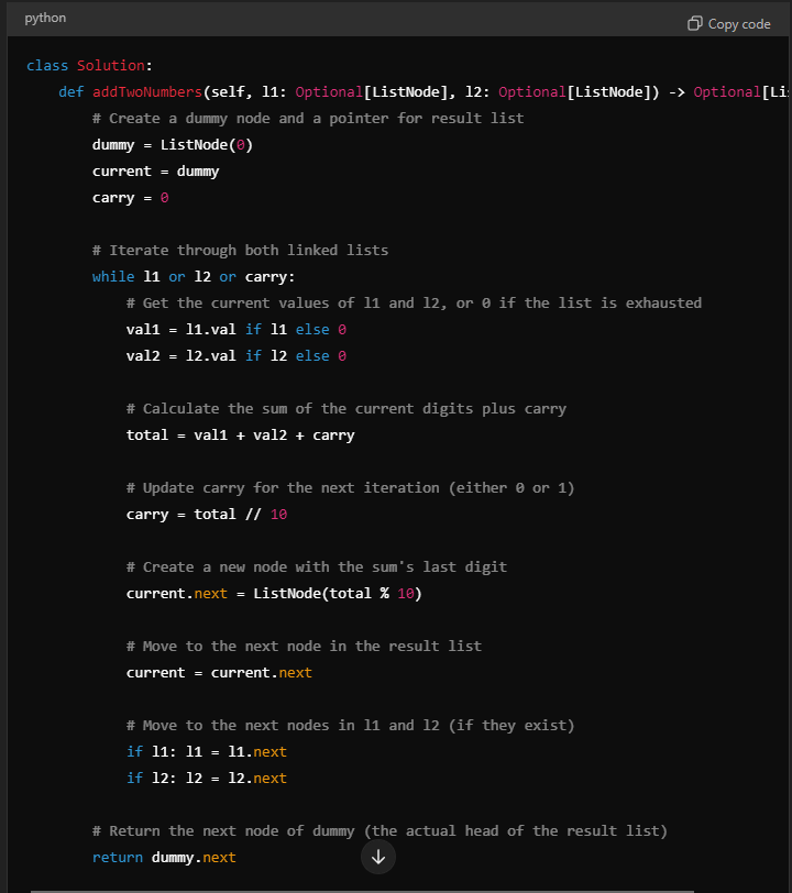 Monday Code. Question1:- You are given two non-empty… | by Bindhushreeb | Medium