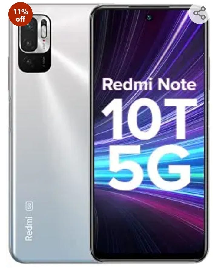 Redmi Note 10T 5G (Chromium White, 6GB RAM, 128GB Storage) | Dual5G ...