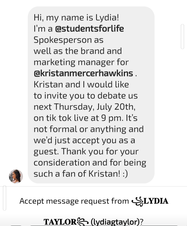 (Part 1 of 3 ) I turned down the president of Students for Life for a ...