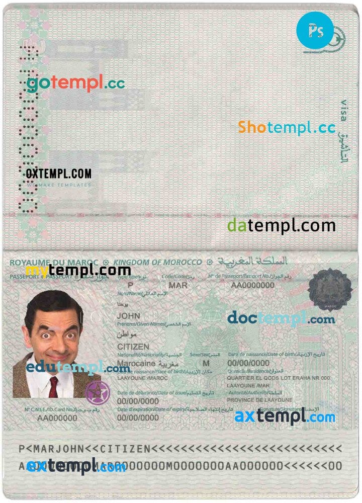 Moroccan passport example in PSD format | by Intempl passports | Medium