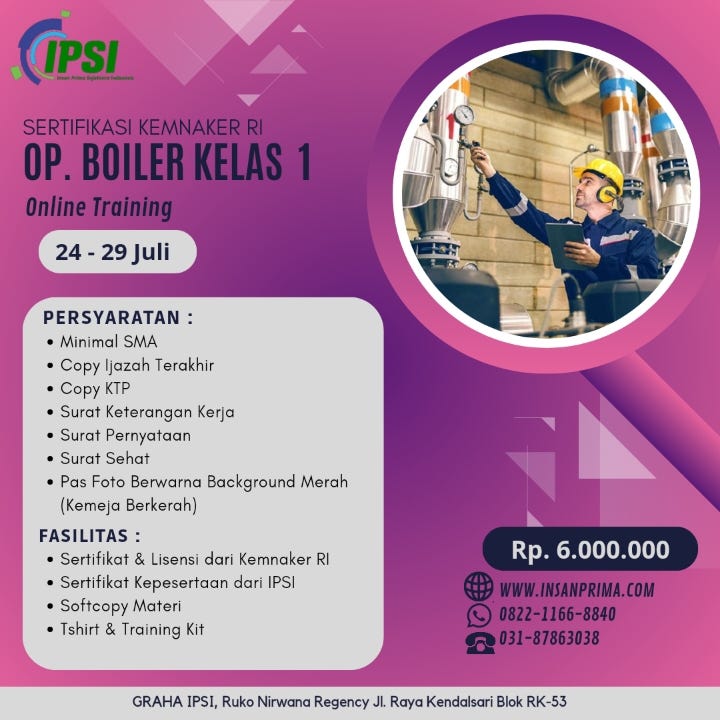 OPERATOR BOILER KLS 1 TERLARIS, WA +62 822-1166-8840, PUSAT PELATIHAN ...