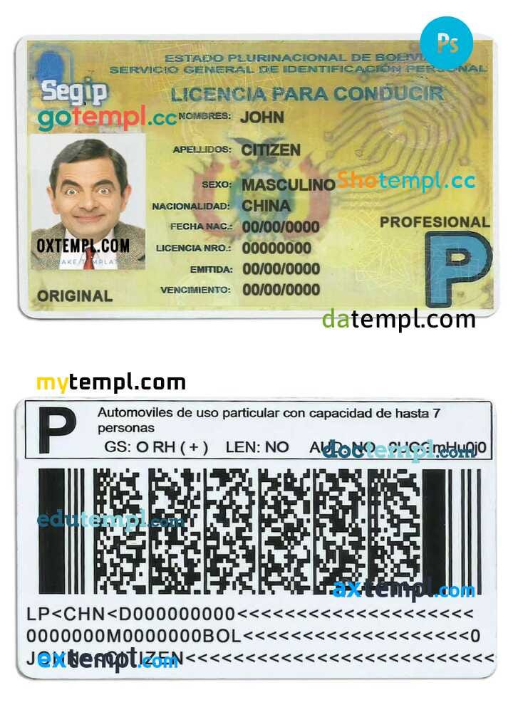 Bolivia driving license template in PSD format, fully editable | by ...
