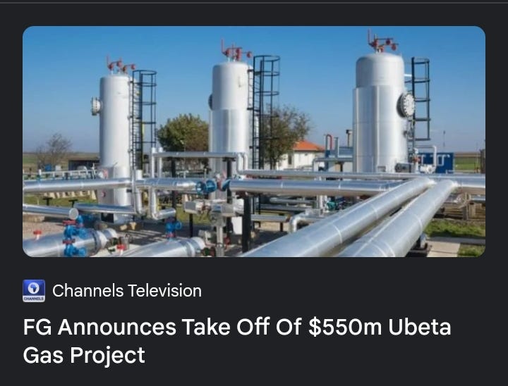 The Federal Government's announcement of the $550 million Ubeta Gas ...