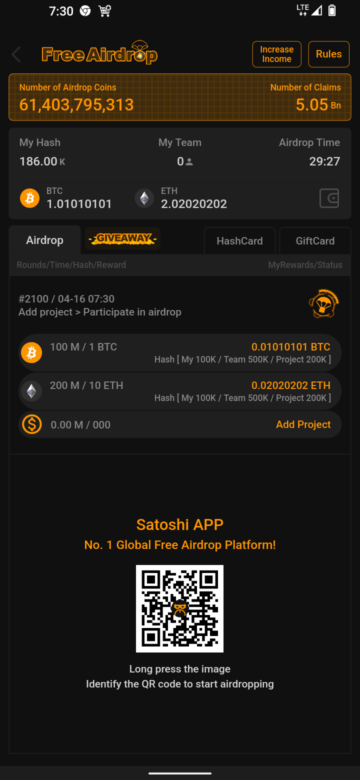 SATOSHI mining app. Get a lots of free AIRDROP. Register and Download using the link below https ...