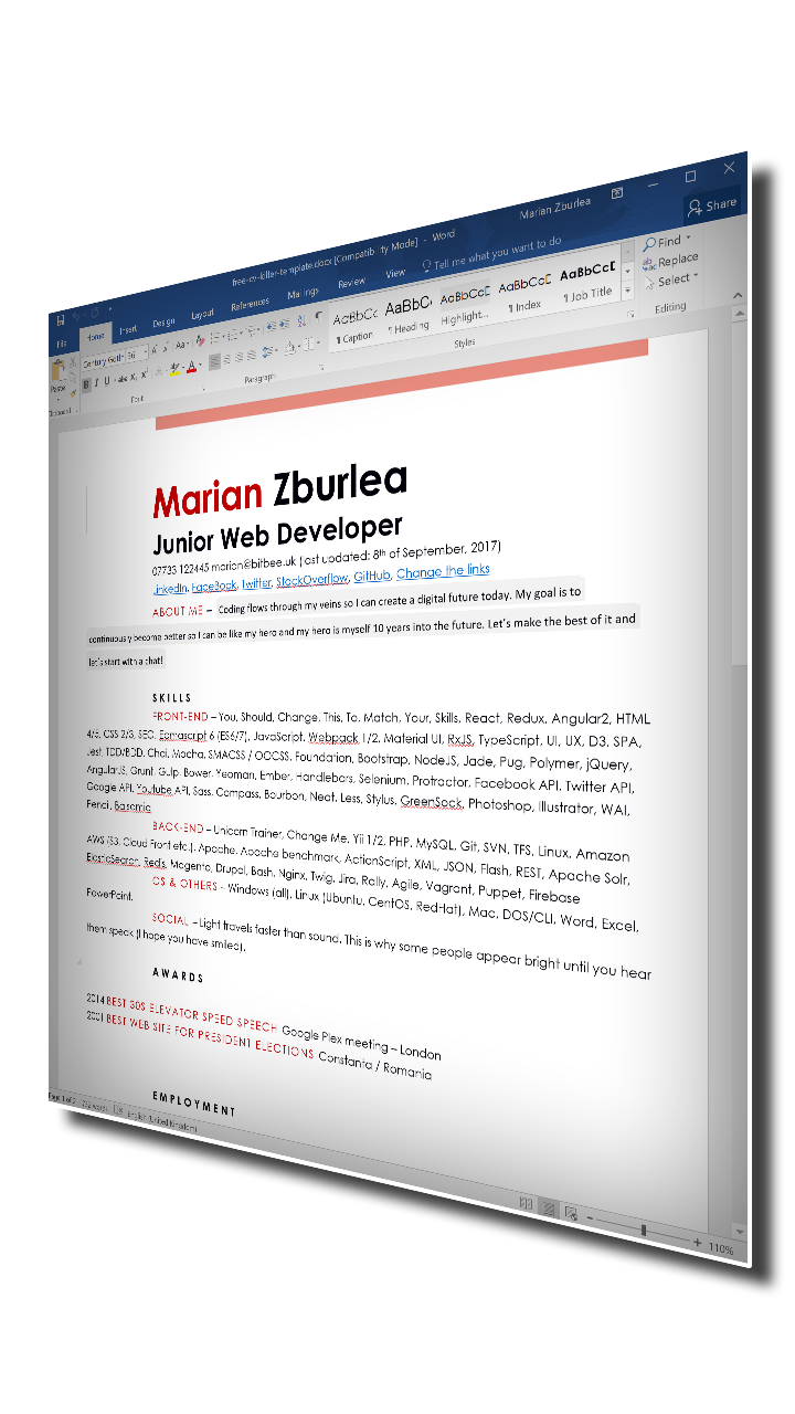 Killer CV Template. This is the CV template you’ve always… | by Zburlea ...