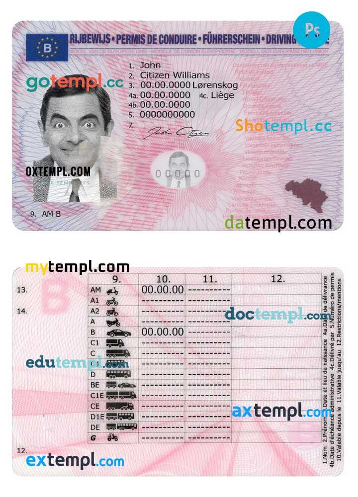 Belgium driving license PSD template, version 2 | by Doctempl | Medium