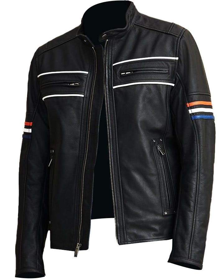 Cafe Racer Vintage Retro Black Biker Leather Jacket - Thomas wingate ...