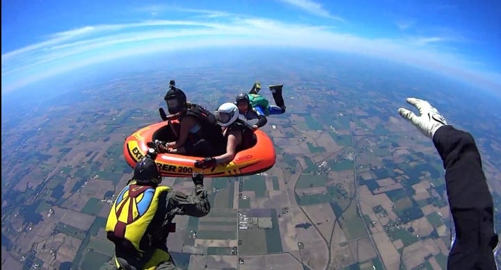 Sky diving with Intex Explorer Inflatable Boat - Boatni - Medium