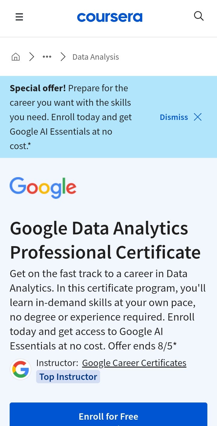 Is Free Google Data Analytics Professional Certification On Coursera ...
