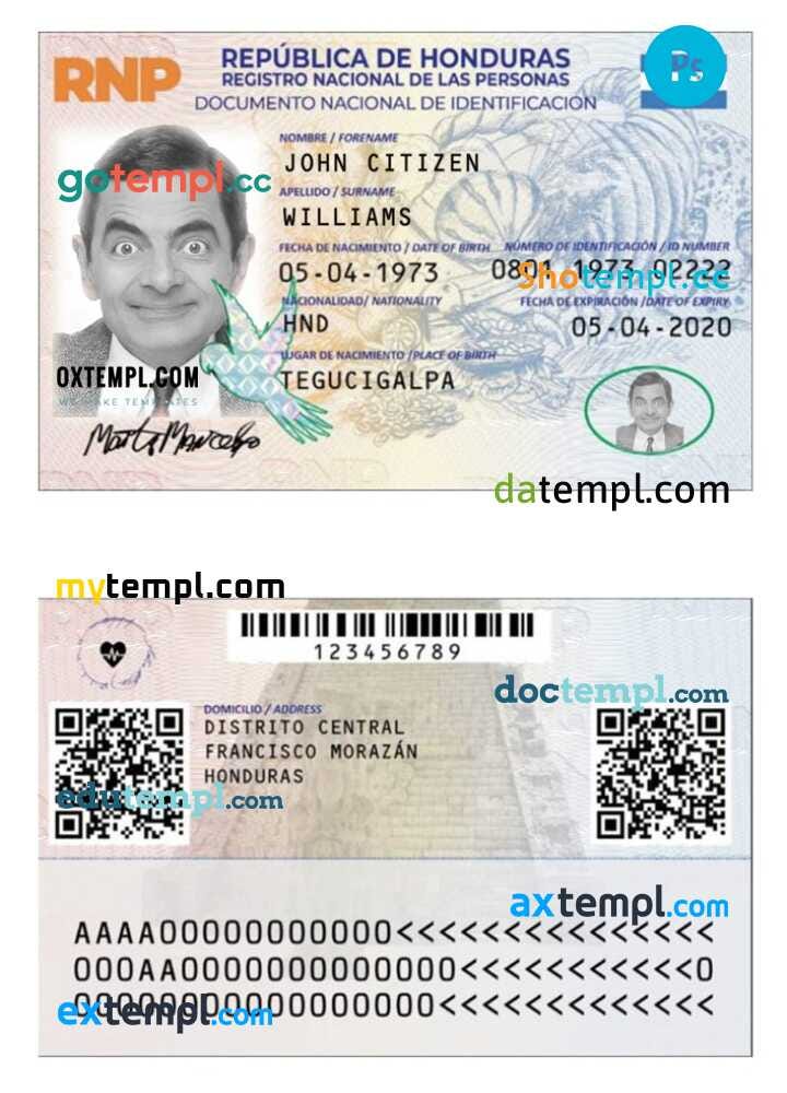Honduras identity card PSD download template, version 2 - Intempl - Medium