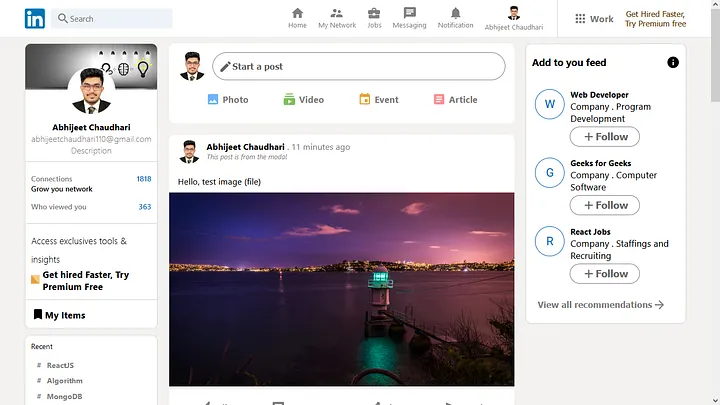 GitHub - Abhi-lab2/LinkedIn-Clone: Linkedin clone