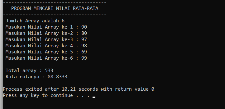 Program Menghitung Nilai Rata-rata dari 6 Nilai yang Diinputkan di C++ - Rizaafadil - Medium