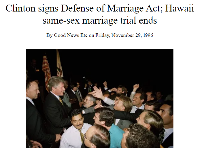 Clintonsigns Defense of Marriage Act; Hawaii same-sex… - sky Rising ...