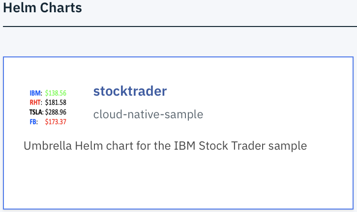 Using an umbrella helm chart to deploy the composite IBM Stock Trader ...