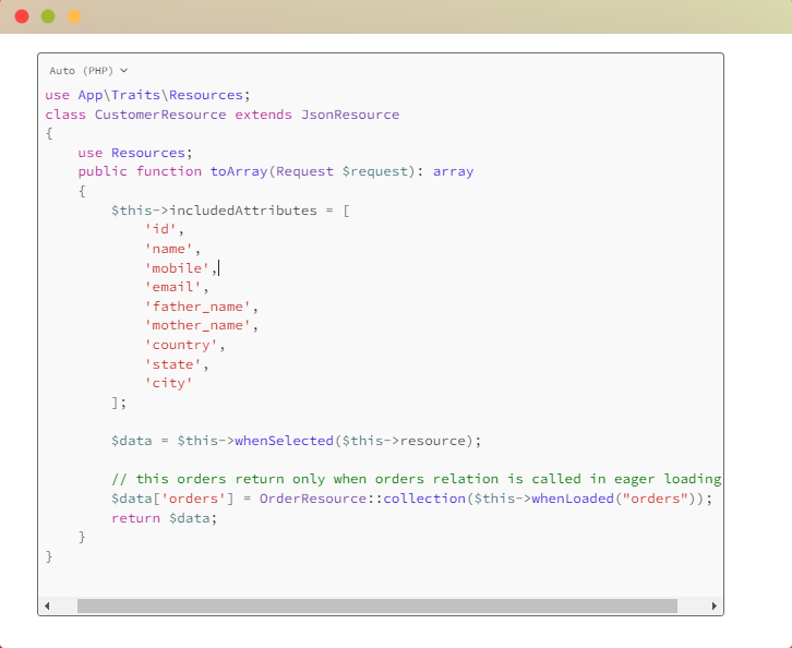 Return only selected columns from a resource without explicitly mentioning them in the resource ...