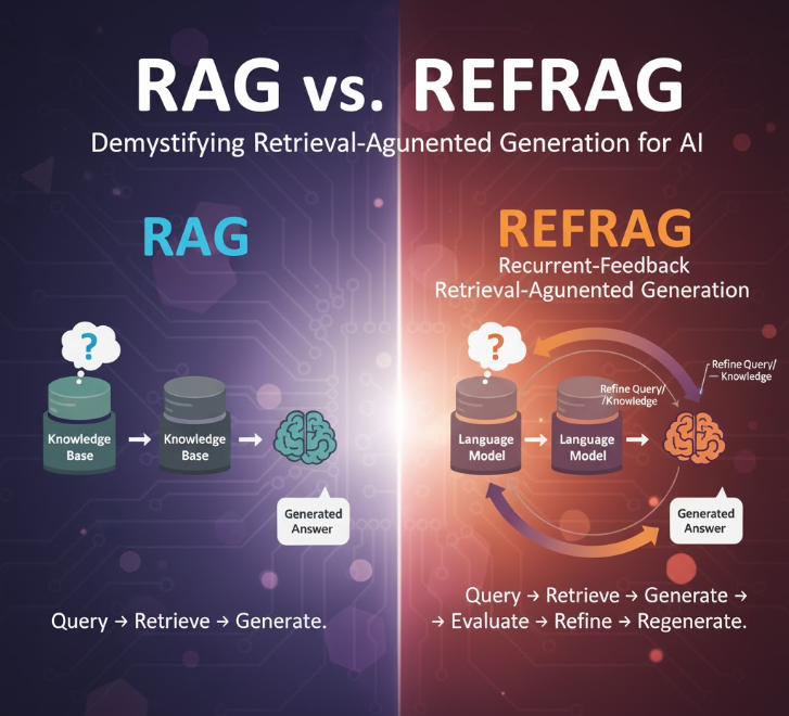 RAG vs. REFRAG: Demystifying Retrieval-Augmented Generation for AI | by Harshat Dhanayat | Medium
