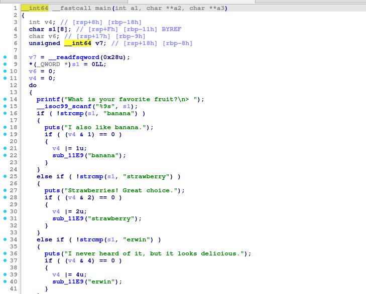 Reverse Engineering CTF writeup: My Favorite Fruit — DreamHack | by Talal Ali Khan | Medium