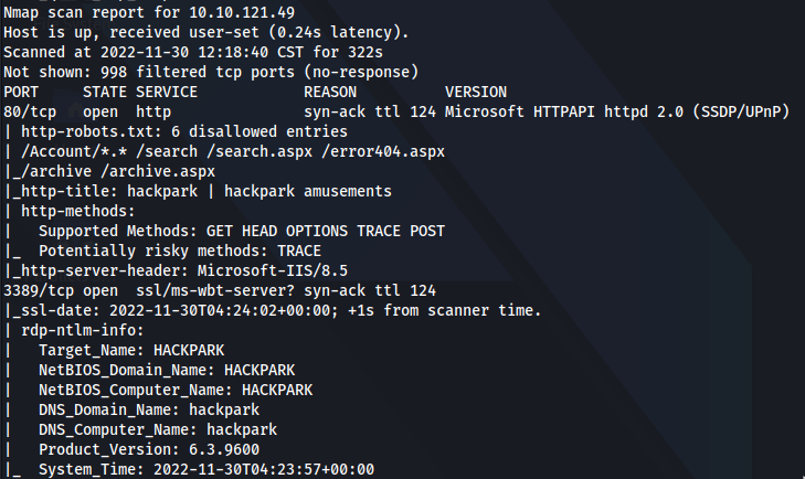 [Windows][Medium][THM] HackPark. A quick nmap scan reveals open ports ...