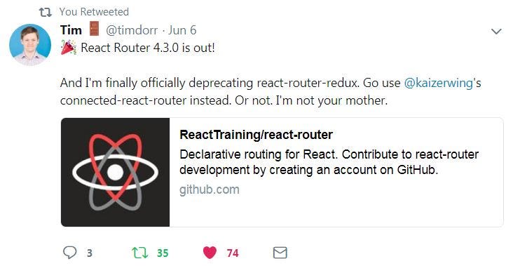 react-router-redux is deprecated. Use connected-react-router. | by ... react-router-redux is deprecated. Use connected-react-router. | by ...