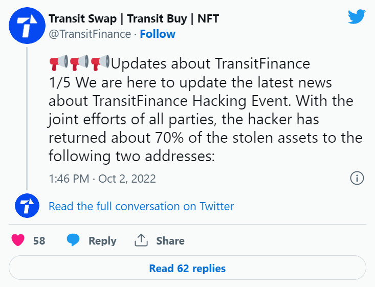 Transit Swap DeFi Hacker Returns $16 Million in Stolen Coins | by Pro ...