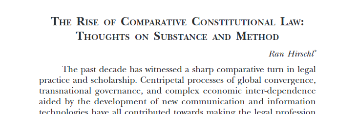 讀 Ran Hirschl的The Rise of Comparative Law: Thoughts on Substance and ...