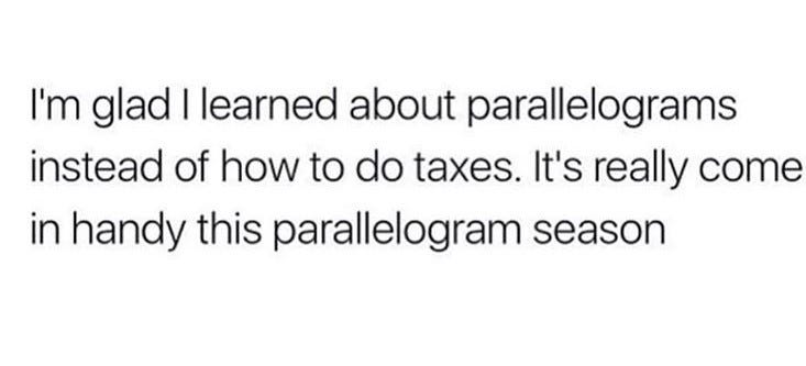 Parallelograms vs Taxes. If you’ve seen this meme, you might’ve… | by ...