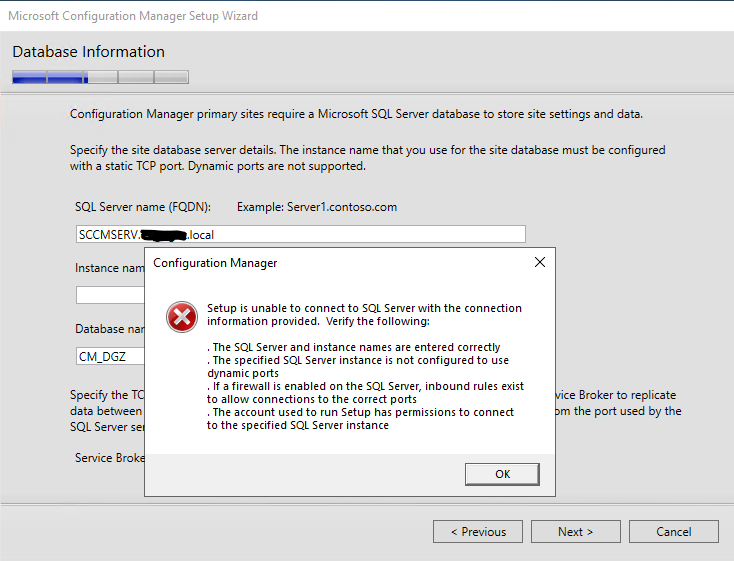 SCCM kurarken “Setup is unable to connect…” hatası - Ömer GÜVERCİN - Medium
