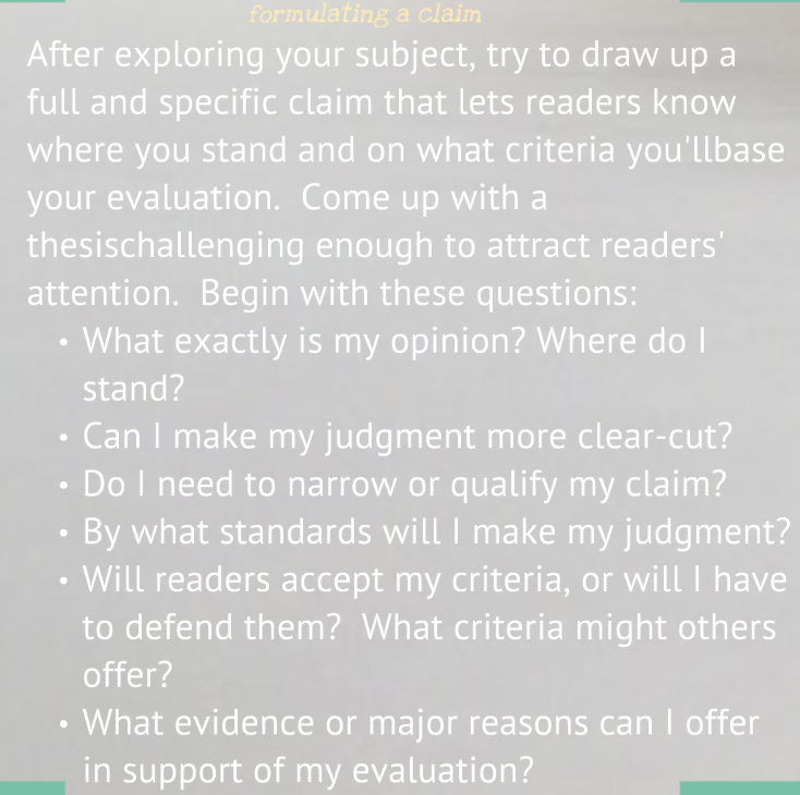 Formulating a Claim{Evaluative Essay} | by OutrospectiveWriting2019 ...