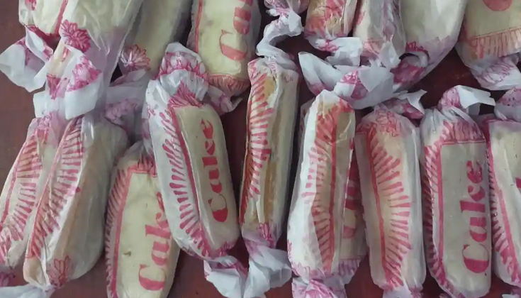 Plastic wrapped bakery cake. Since we were 500 kilometers away from ...