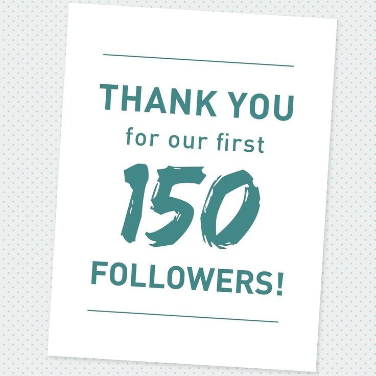 Thank You for 150 Followers! A Milestone of Connection and Growth. | by ...