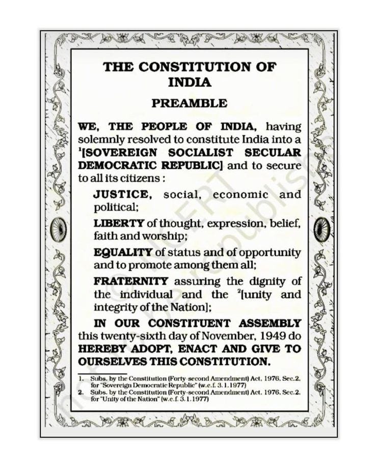 Falsifying our Preamble :). is it only about religion? | by Aashi Lohia ...