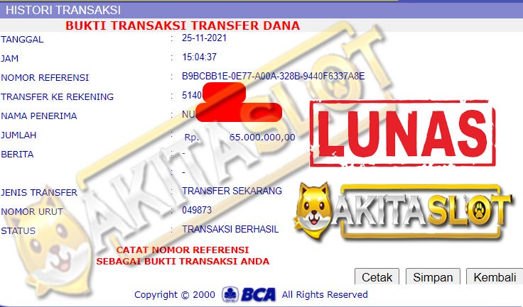Bukti JP Slot 100% di Bayar AKITASLOT, SLOT TERGACOR BONUS 100% - Bukti ...