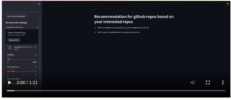 Github repo recommender 101 in streamlit - Christian Schulz - Medium