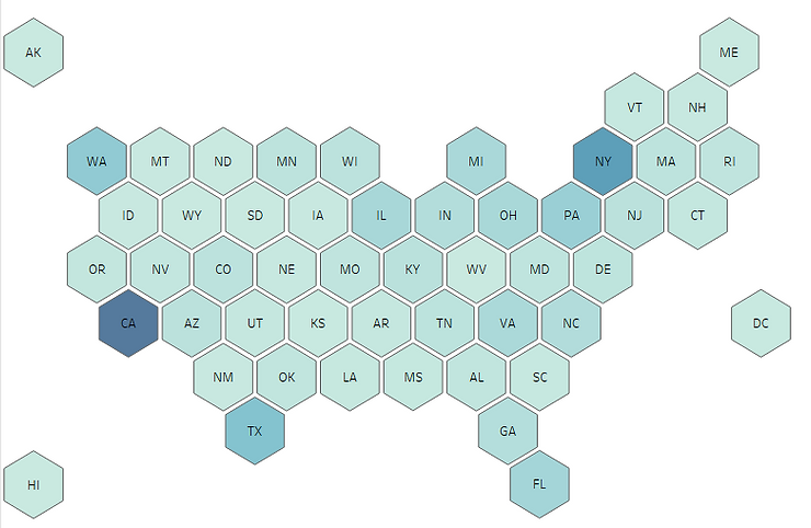 Hex Tile Map — Tableau. Hex tile maps are used to display the… | by Jothi Arumugam | Medium