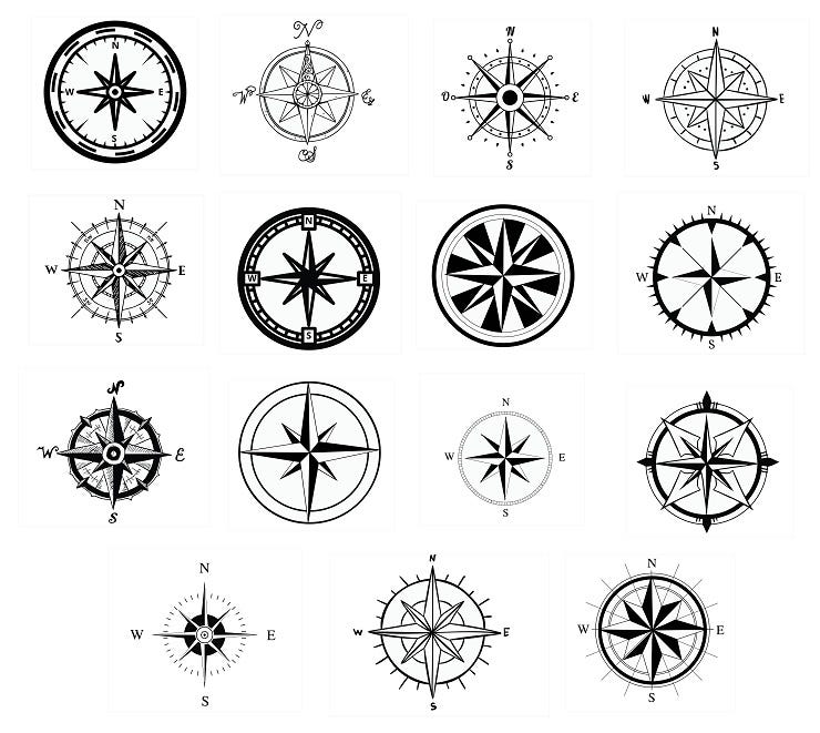 Drawn nautical svg compass simple rose clip art image graphic bundle ...