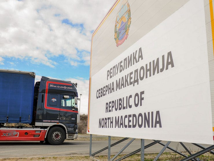 The sign at Bogorodica border crossing receives Republic of North ...